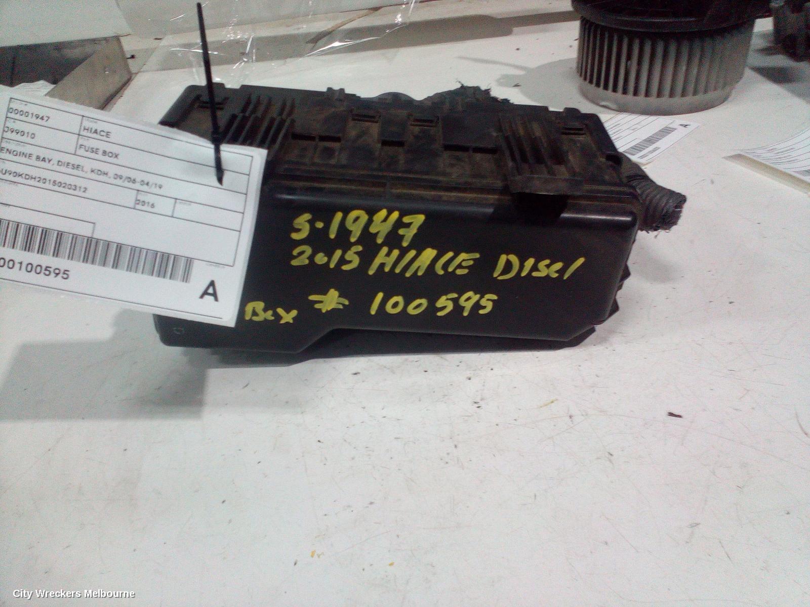 Toyota Hiace 2016 Fuse Box